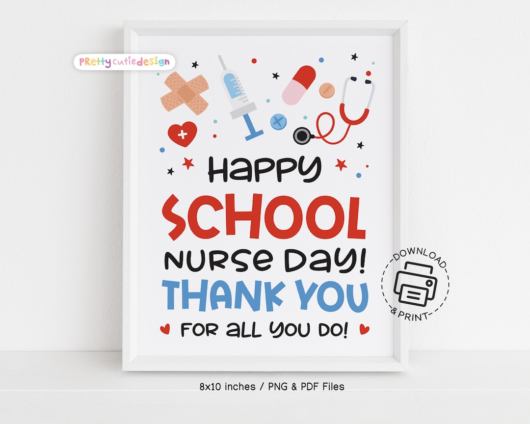 School Nurse Day Sign Printable, Happy School Nurse Day, Thank You ...