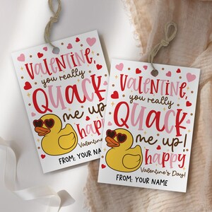 Valentine Rubber Duck Tags, Rubber Ducky Valentine Tag, Non-candy Gift ...