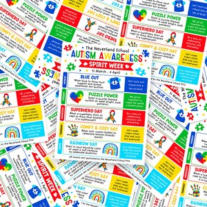 Autism Awareness Spirit Week Flyer Template, School Spirit Week ...