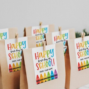 Back to School Gift Tag Template, Printable Rainbow First Day of School ...