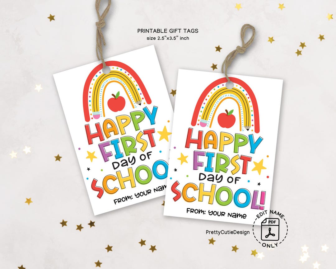 Happy First Day of School Gift Tag for Teacher, Back to School Gift ...