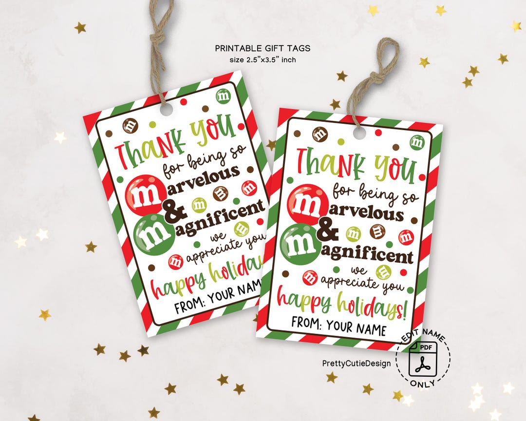 Christmas Thank You Gift Tags Printable, Candy Theme Marvelous ...