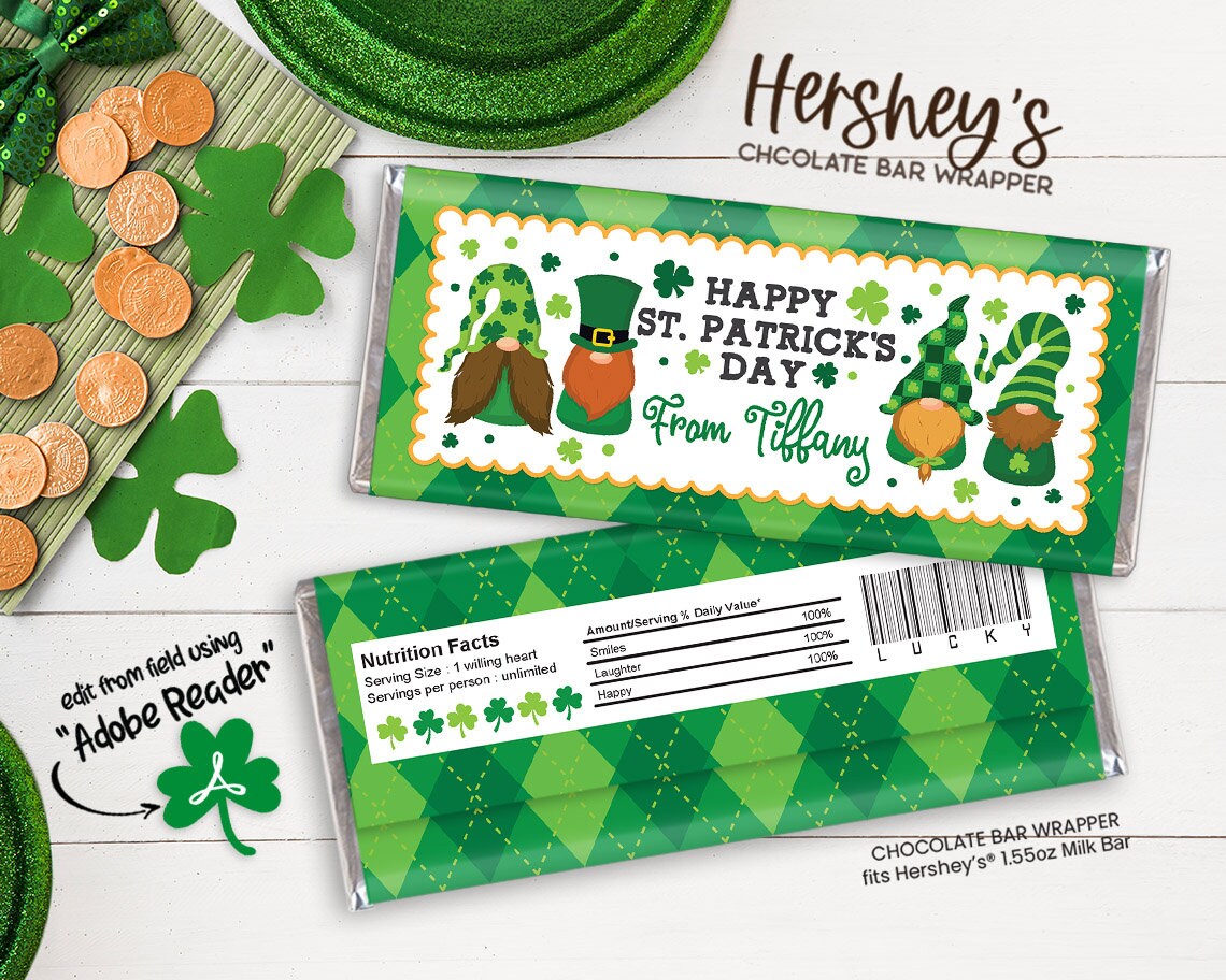 Happy St. Patrick's Day Candy Bar Wrapper Saint | Etsy