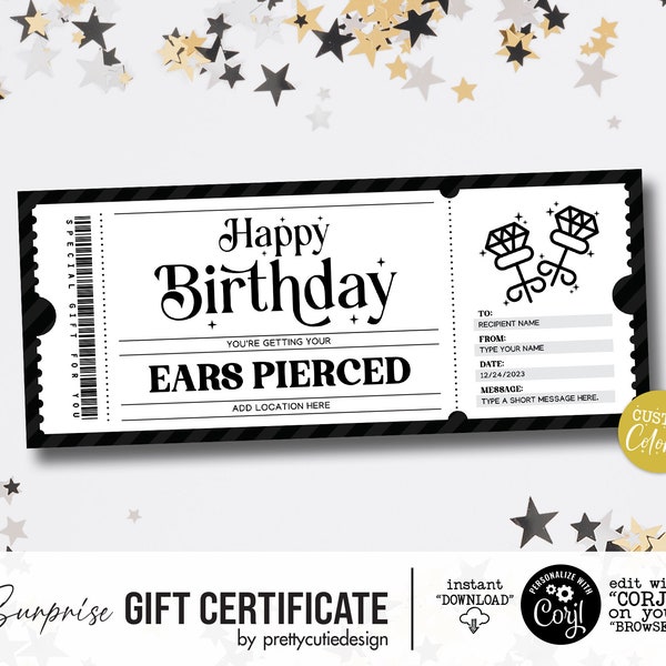 Printable Ear Piercing Voucher - Etsy
