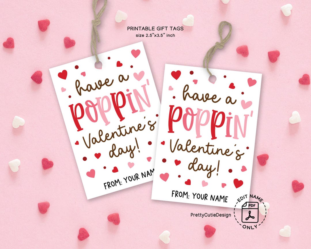 Have A Poppin Valentines Day Tags, Valentine Popcorn Gift Tags ...