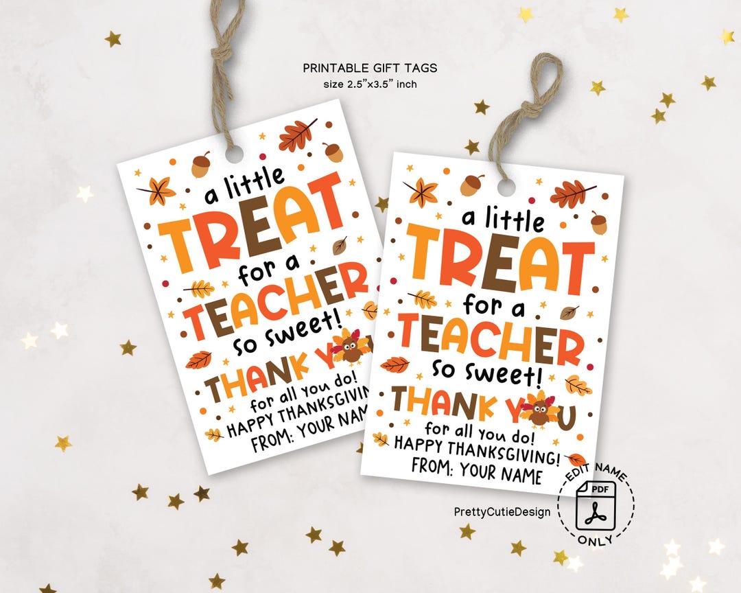 Thanksgiving Teacher Gift Tags Printable – Treat Bag Labels for Staff ...