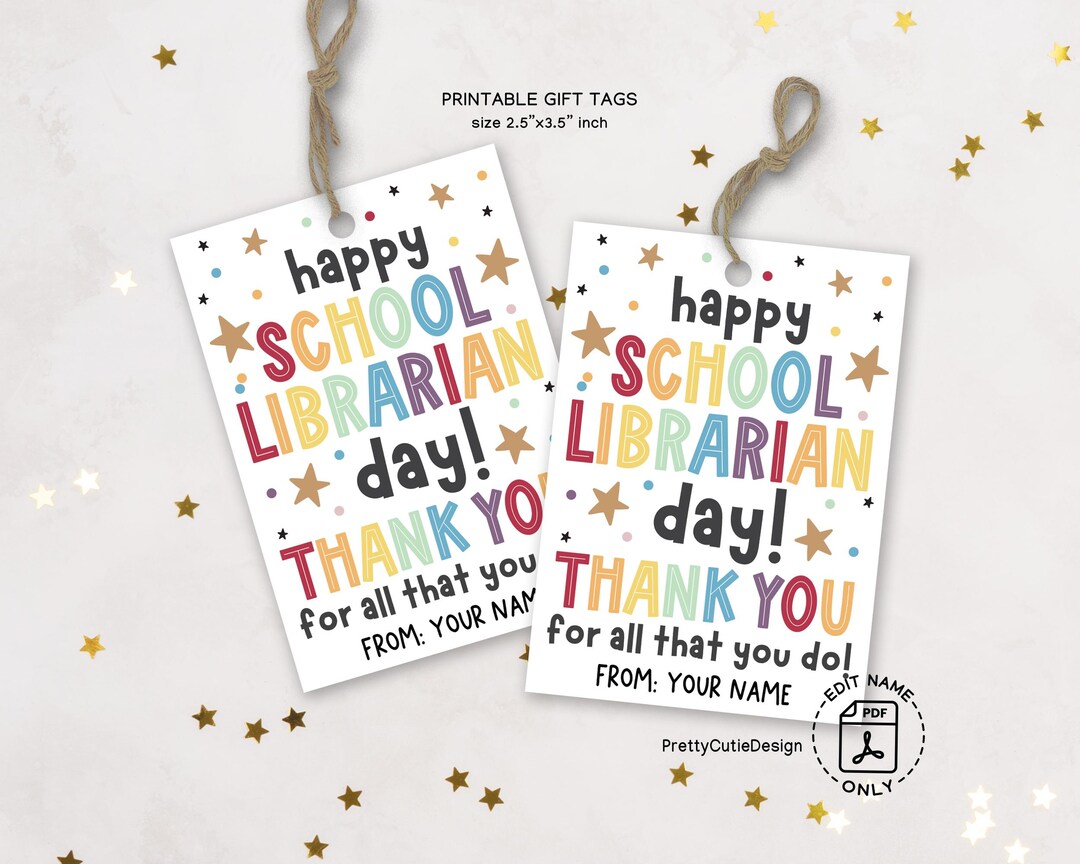 Printable Librarian Appreciation Tags, School Librarian Thank You Gift ...