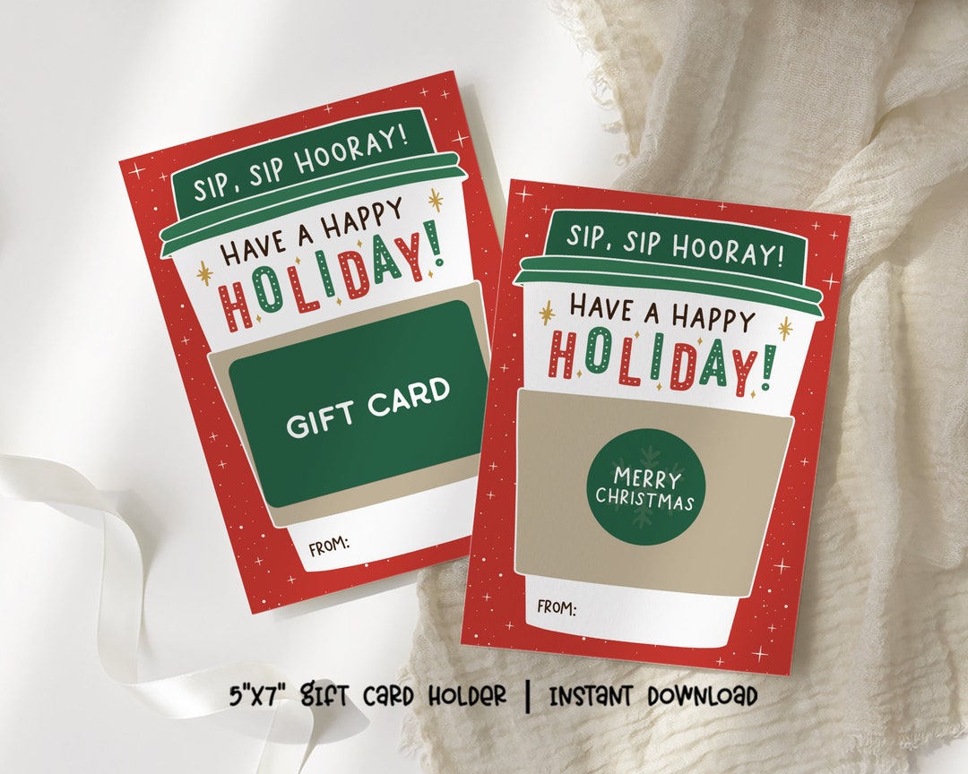 Christmas Gift Card Holder, Happy Holiday Coffee Gift Card, Teacher ...