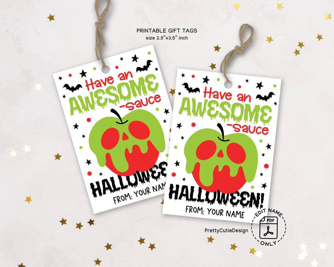 Halloween Gift Tags Printable, Awesome Sauce Halloween Tags, Halloween ...