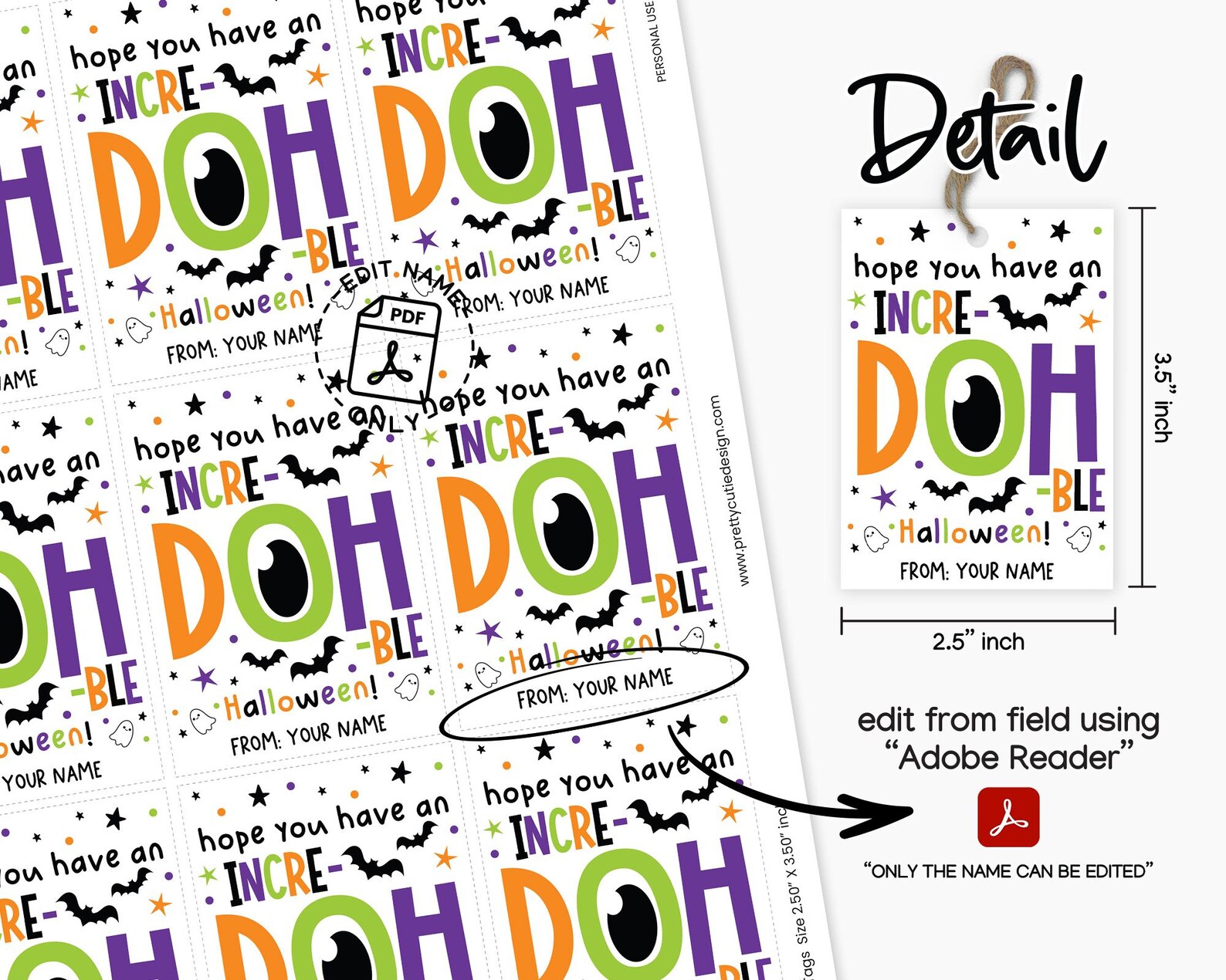 Play Dough Halloween Gift Tags, Incredohble Pun (printable) - Etsy