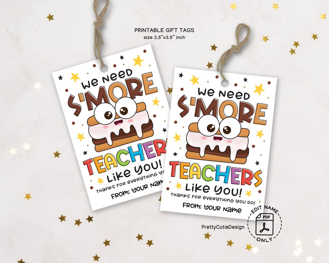S'more Teacher Appreciation Gift Tag Printable (2.5”x3.5”) (PDF) - Etsy