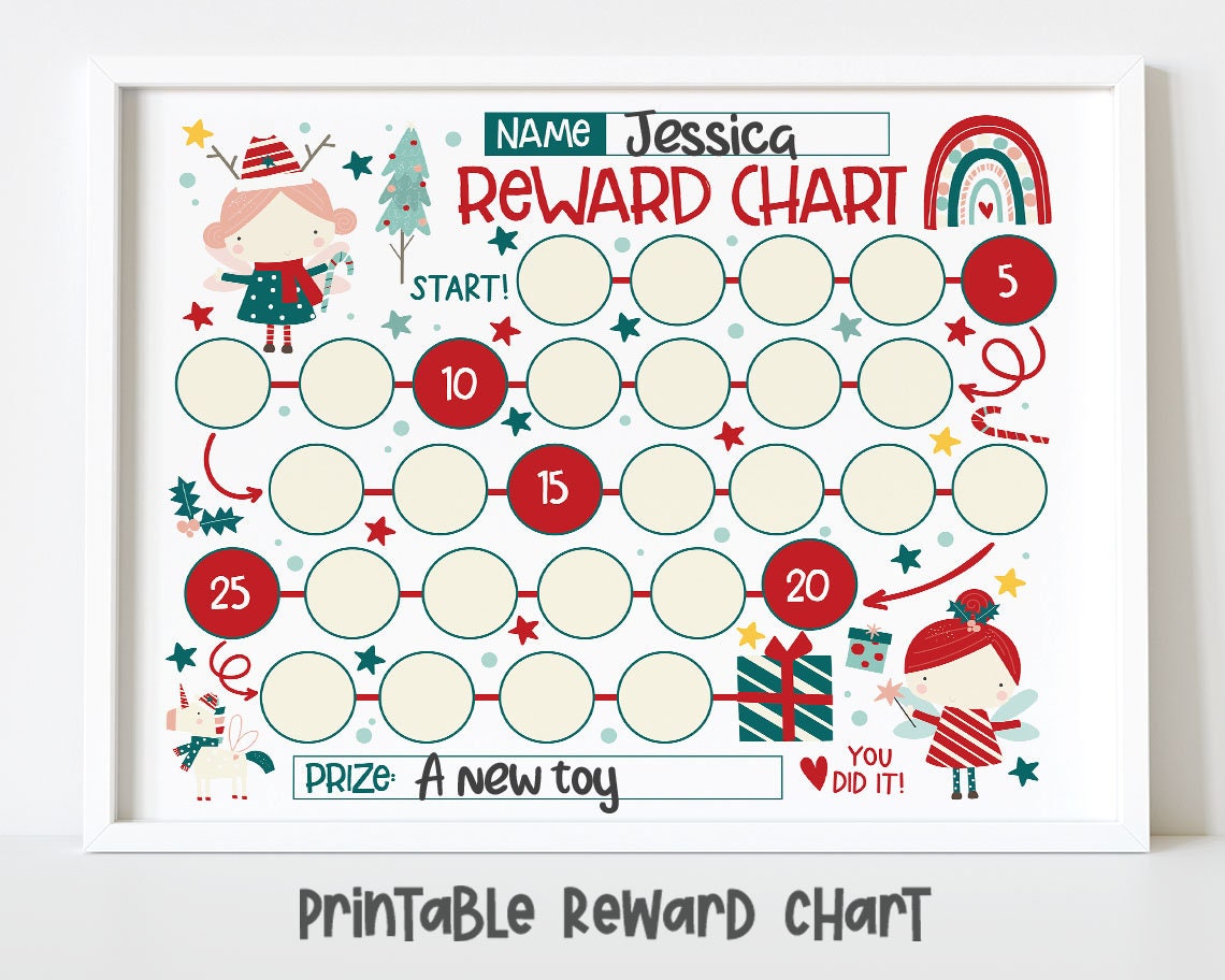 Christmas Reward Chart for Kids Girls Unicorn Holiday Magic - Etsy