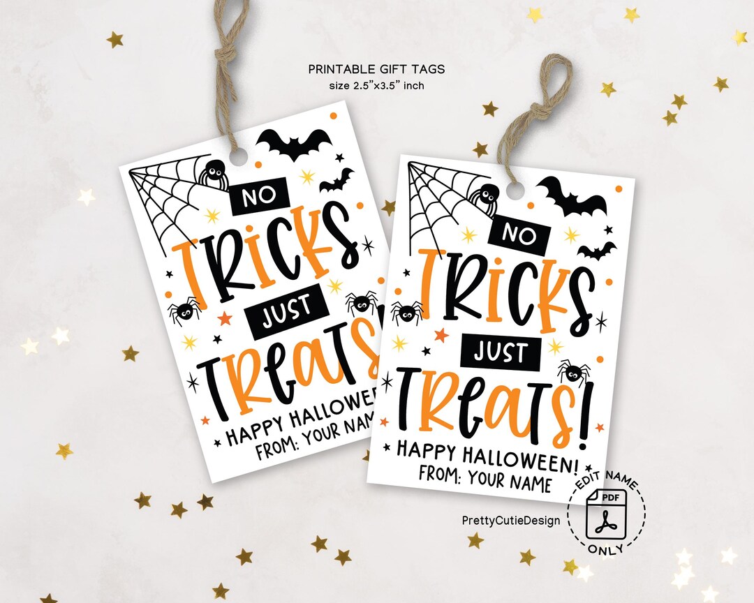 Halloween Gift Tags: No Tricks Just Treats (digital Download) - Etsy