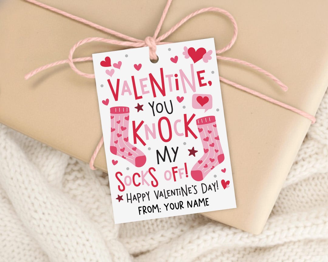 Socks Valentine Gift Tags, Knock My Socks off Label, Kids Non Candy ...