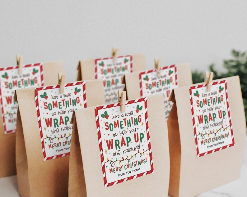 Christmas Gift Tags, Wrap up the Holidays Printable, Candy Cane Border ...