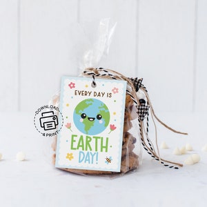 Happy Earth Day Tag, Every Day is Earth Day Gift Tag Printable, Class ...