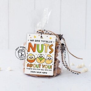 Teacher Appreciation Tag, Totally Nuts About You Thank You Gift Tags ...