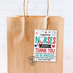 Happy Nurse Appreciation Week Printable Gift Tags, Happy Nurses Week ...