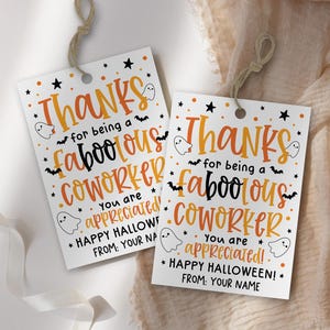 Printable Halloween Gift Tags, Thanks for Being a Faboolous Volunteer ...