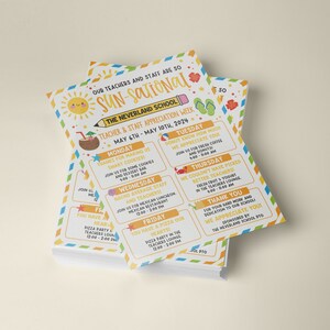 Teacher Appreciation Week Itinerary Flyer Template, Summer Sun-sational ...
