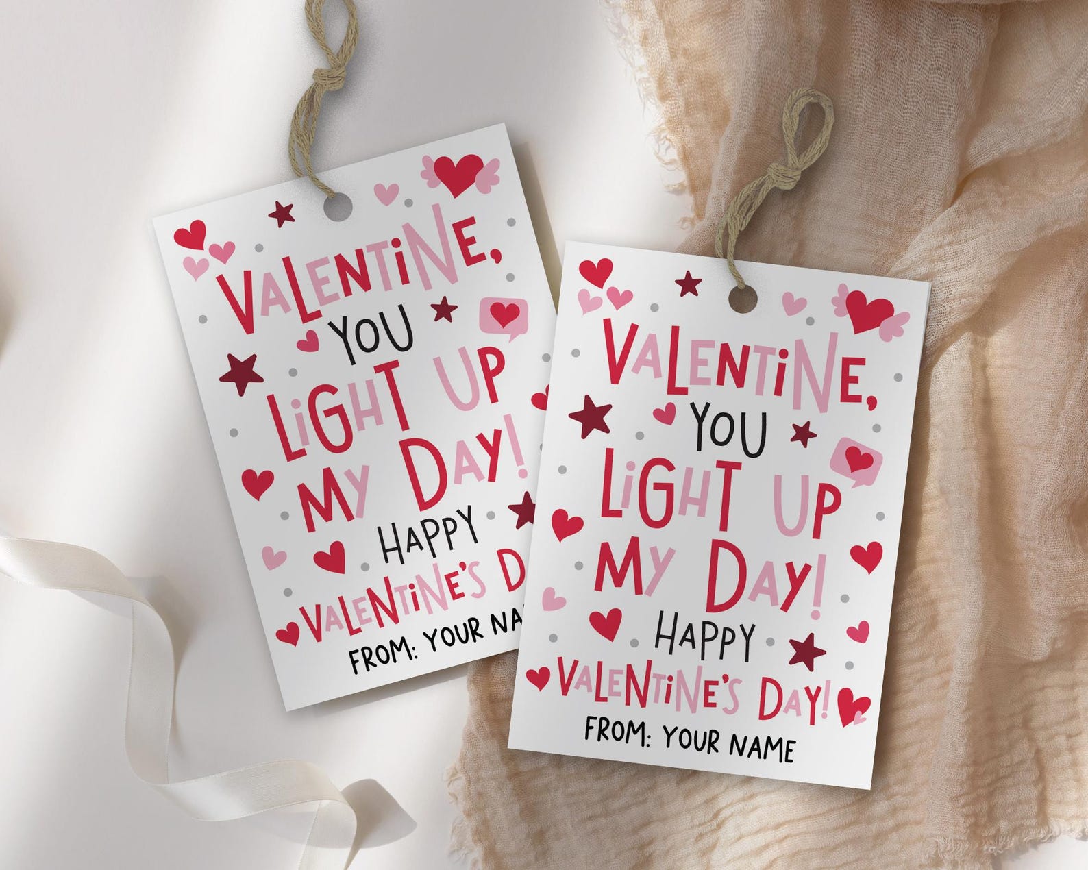 Glow Stick Valentine Tags, Light up My Day Label, Kids Non Candy Class ...