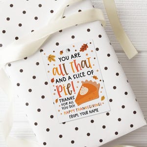 Thanksgiving Gift Tags, Grateful for You Pumpkin Pie Treat Bag Tags ...