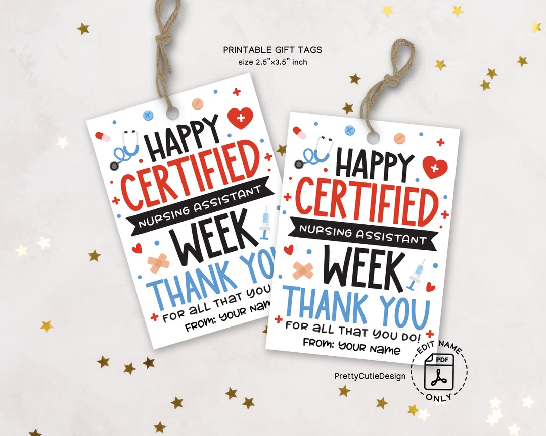 CNA Week Gift Tag: Printable Appreciation Card (personalized) - Etsy