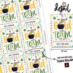 St Patricks Day We Struck Gold With Team Member Gift Tag Printable, St ...