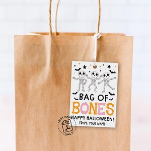 Halloween Bag of Bones Gift Tags, Skeleton Favor Tags (digital Download ...