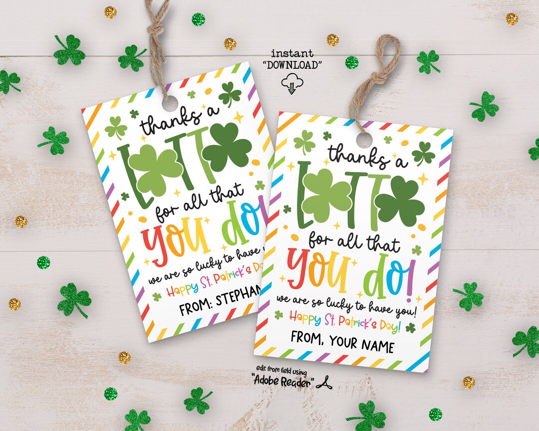 Thanks A Lotto for All That You Do St Patricks Day Gift Tag, Lottery ...