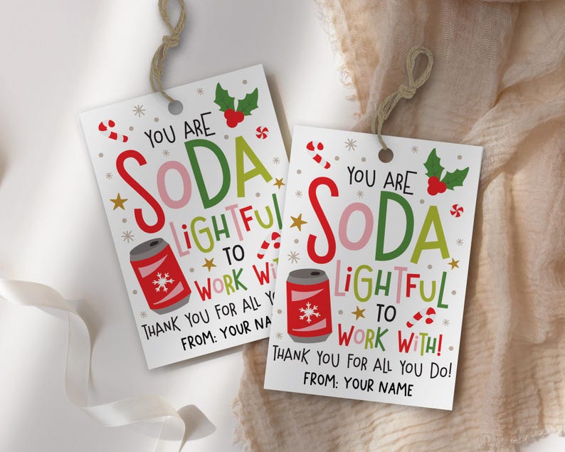 Coworker Christmas Gift Tags, Soda Lightful Printable, Office ...
