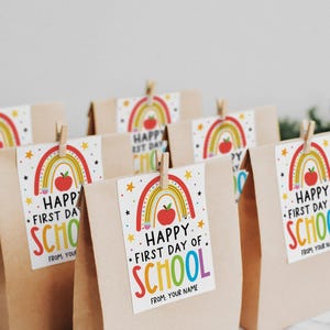 First Day of School Gift Tags: Rainbow Design (printable PDF Download ...