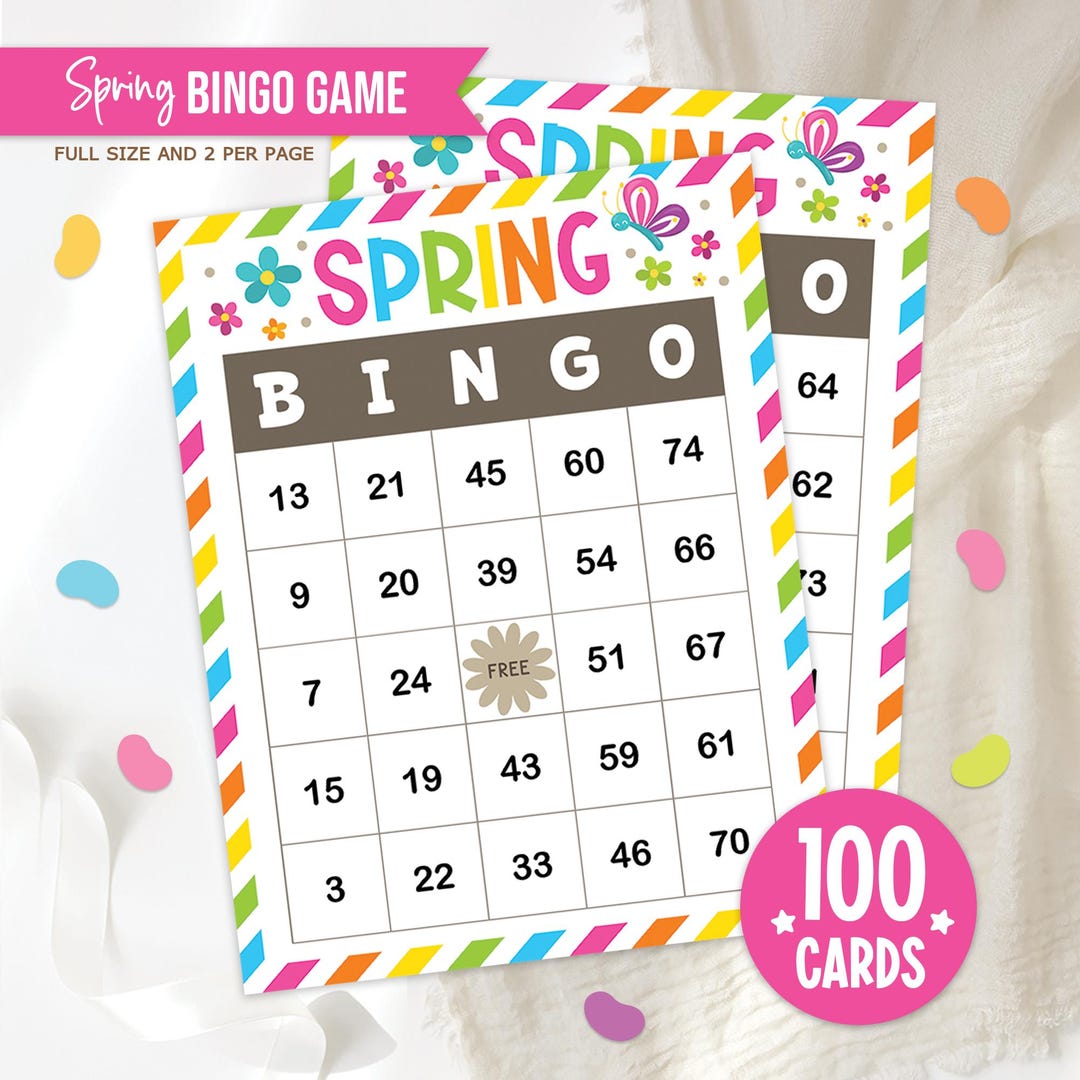 100 Spring Bingo Cards Printable, Spring Game for Kids, Classroom ...