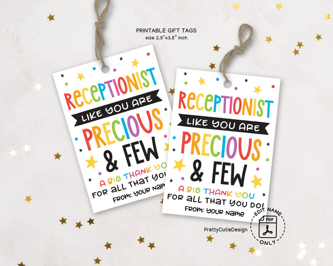 Receptionists Day Gift Tag Printable, Receptionist Day Card ...