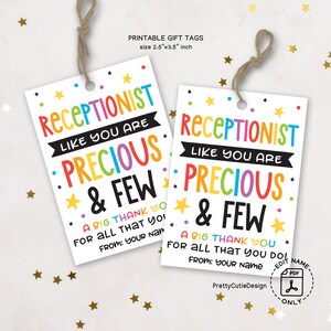 Receptionists Day Gift Tag Printable, Receptionist Day Card ...