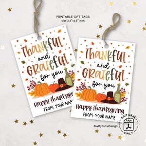 Thanksgiving Gift Tags Printable, Thankful Grateful for You, Fall Thank ...