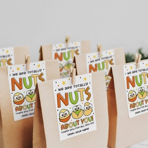 Teacher Appreciation Tag, Totally Nuts About You Thank You Gift Tags ...