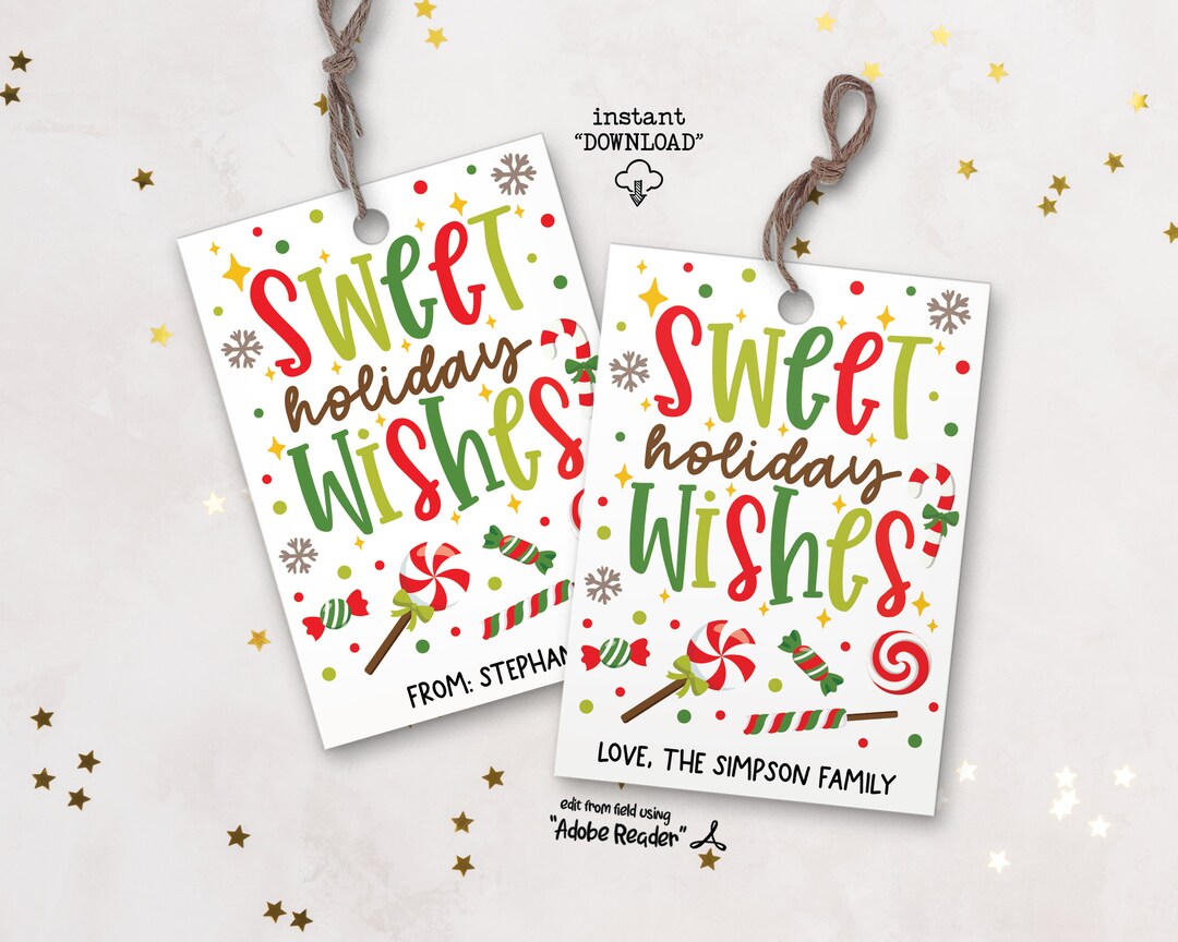 Sweet Holiday Wishes Gift Tag, Christmas Sweet Gift Tag Printable ...