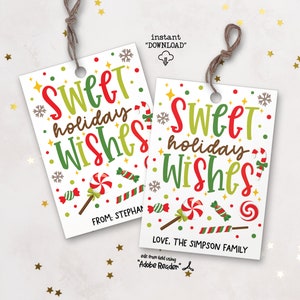 Sweet Holiday Wishes Gift Tag, Christmas Sweet Gift Tag Printable ...