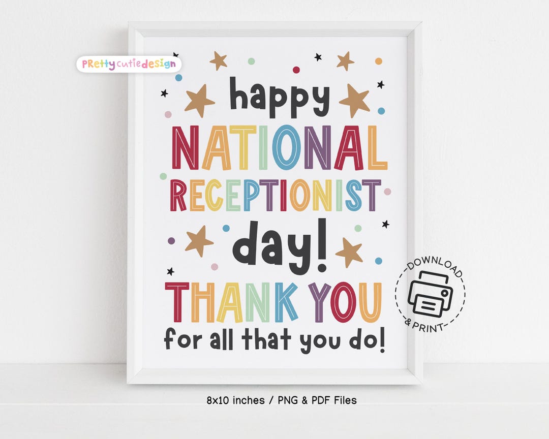 National Receptionist Day Sign Printable, Thank You Front Desk Decor ...