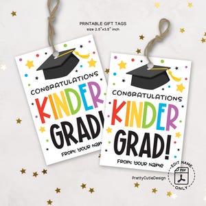 Congratulations Kinder Grad Gift Tag Printable, Kindergarten Graduation ...