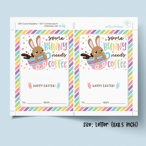 Some Bunny Needs Coffee, Teacher Giftcard, Pastel Color Easter Coffee ...