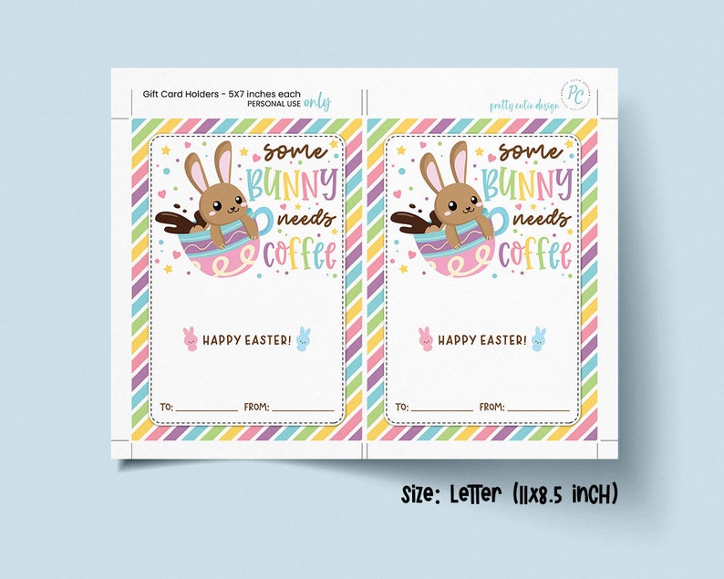 Some Bunny Needs Coffee, Teacher Giftcard, Pastel Color Easter Coffee ...