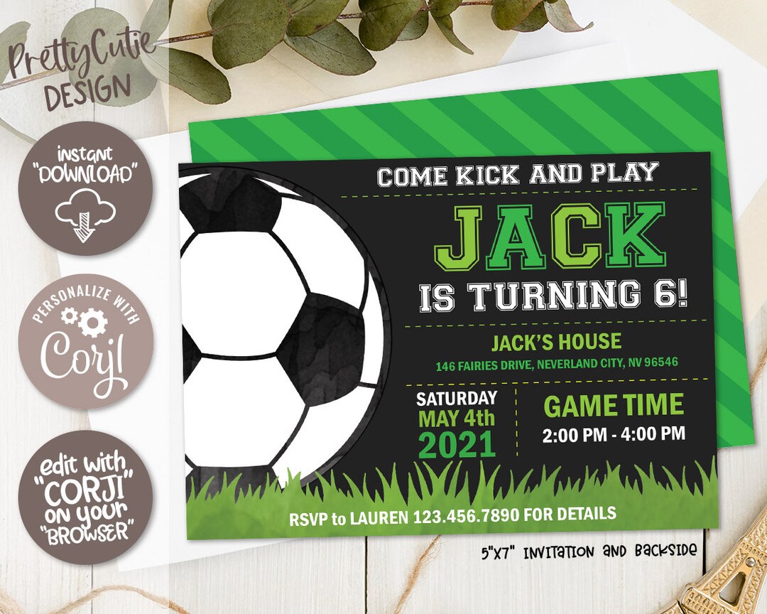Soccer Birthday Invitation for Boy All Star Party Invite - Etsy