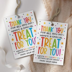 Housekeeping Appreciation Week Gift Tags, Housekeeping Service Week ...