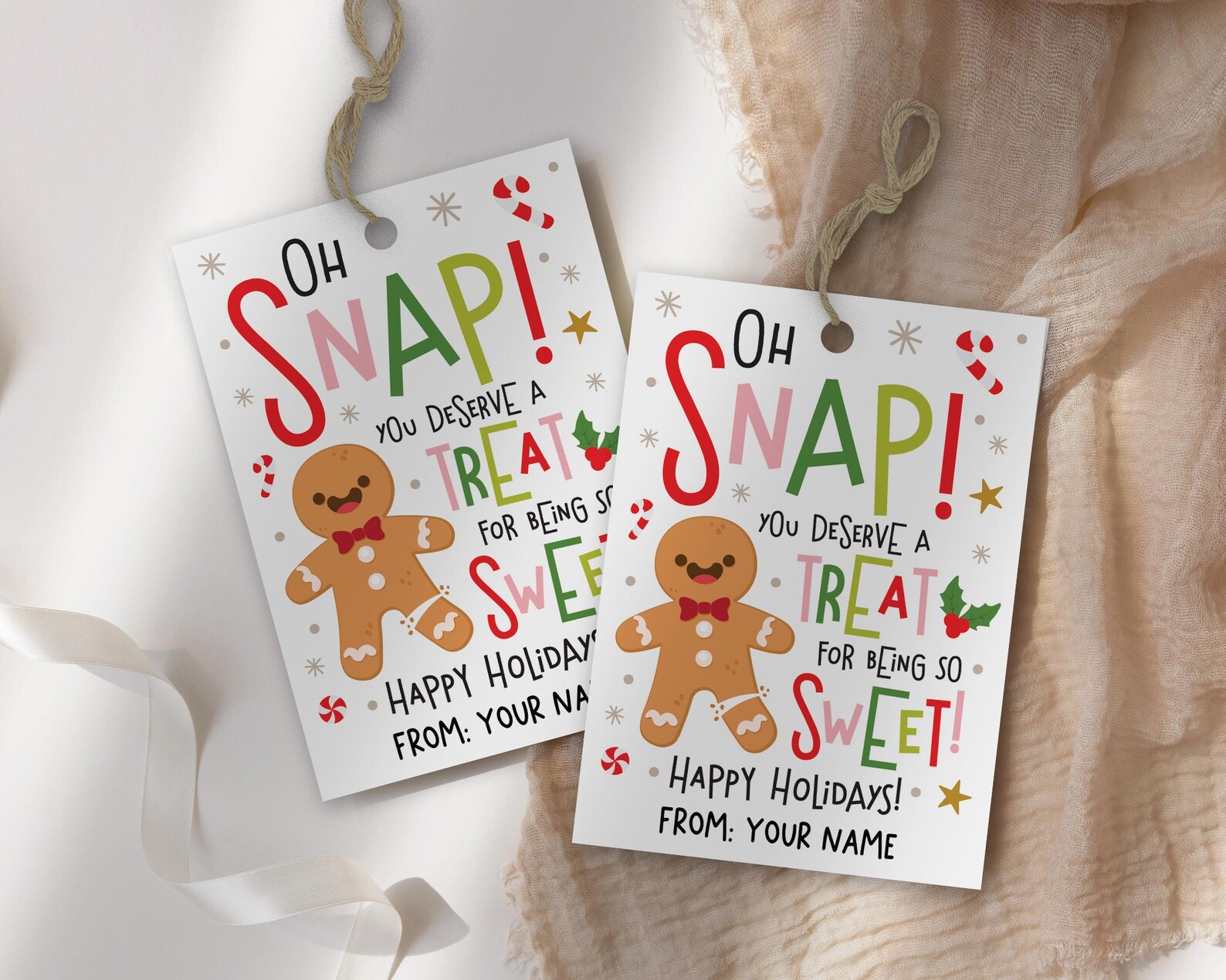 Gingerbread Gift Tags, Oh Snap Christmas Printable, Treat Bags for ...