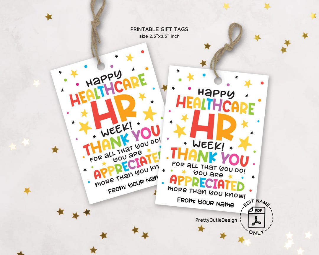 Healthcare HR Week Gift Tag: Printable Thank You Tags (PDF) - Etsy