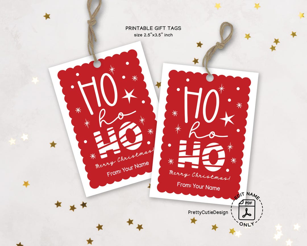 Merry Christmas Gift Tags, Ho Ho Ho Printable Christmas Goodie Bag Tags ...