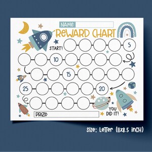 Printable Boho Space Reward Chart for Kids, Galaxy Simple Kids Reward ...