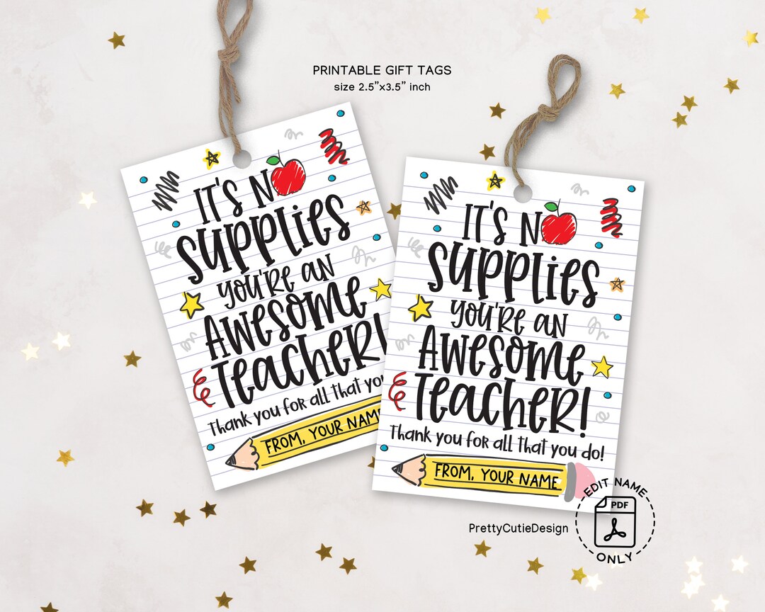 Teacher Appreciation Week Gift Tag Printable, Teacher Thank You Gift ...
